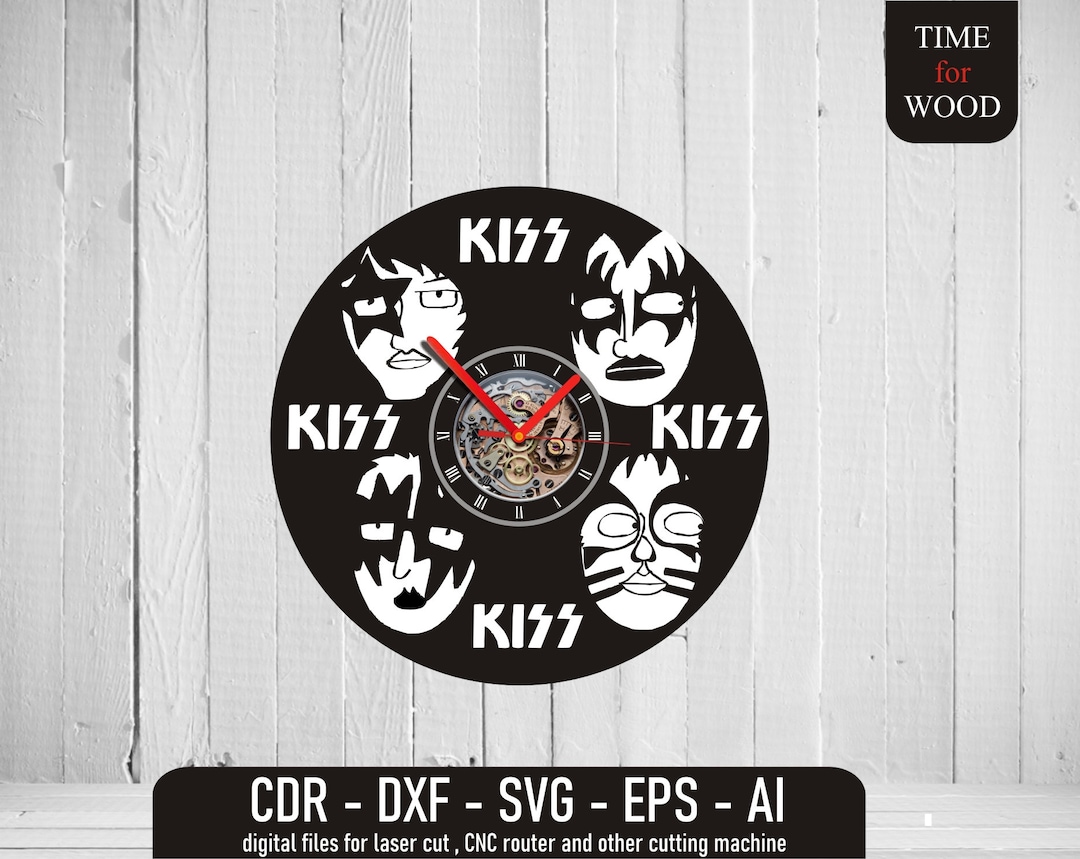 Kiss Clock Svg for Fans Kiss Vector Clock Kiss Vinyl Digital Files Kiss ...