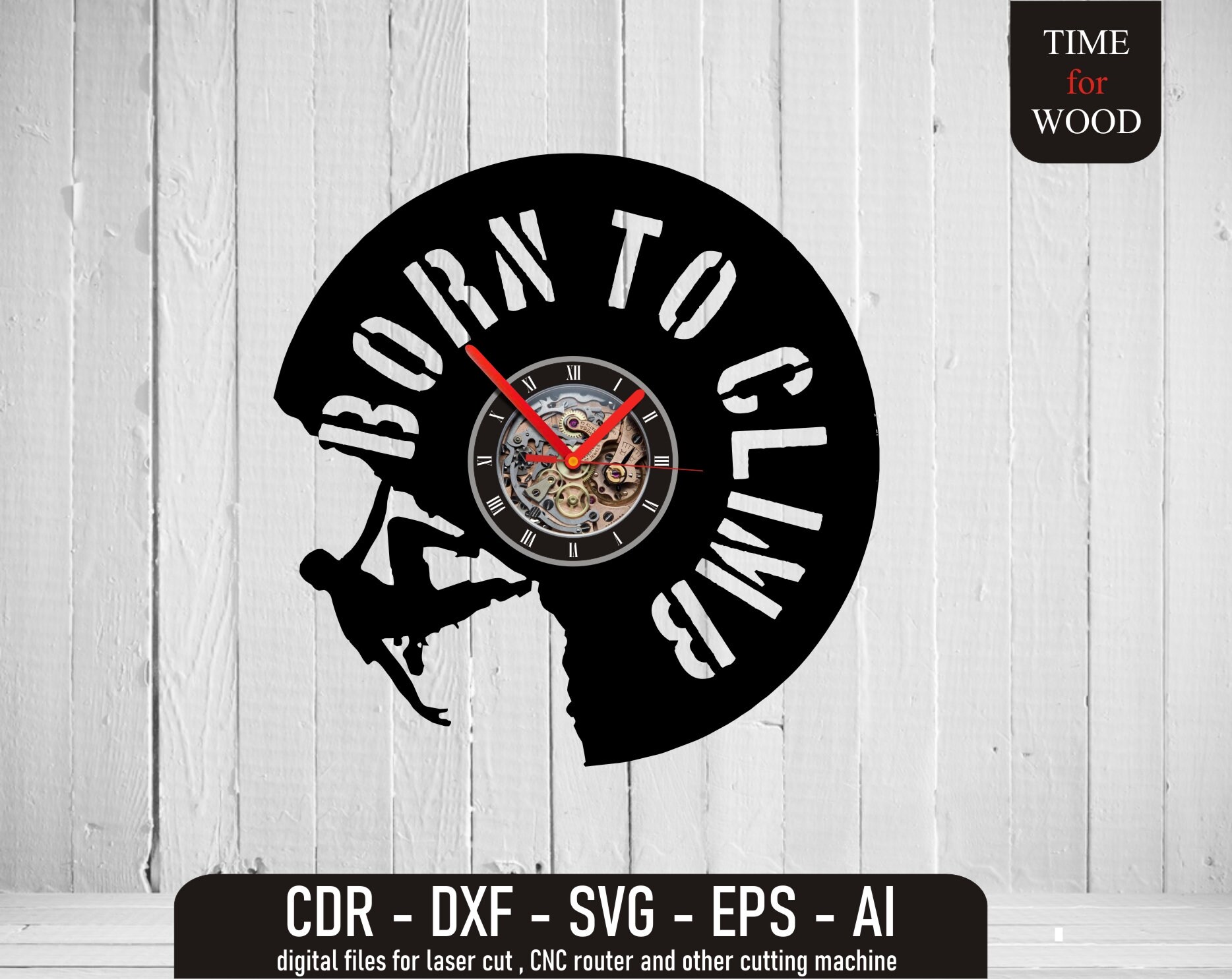 Wall Clock for Climbers Svg Born to Climb Clock Svg Climber Clock Vecor ...
