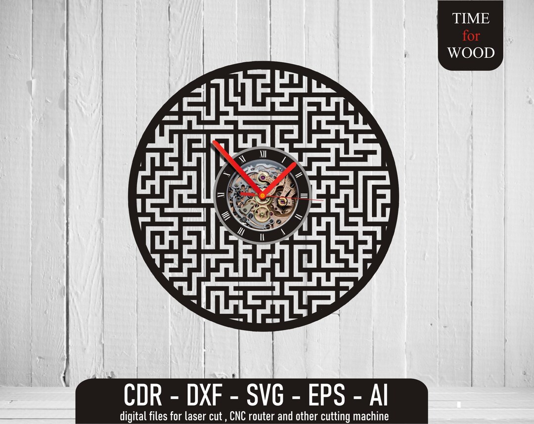 Labyrinth Vinyl Wall Clock Digital File Labyrinth Clock Vector ...