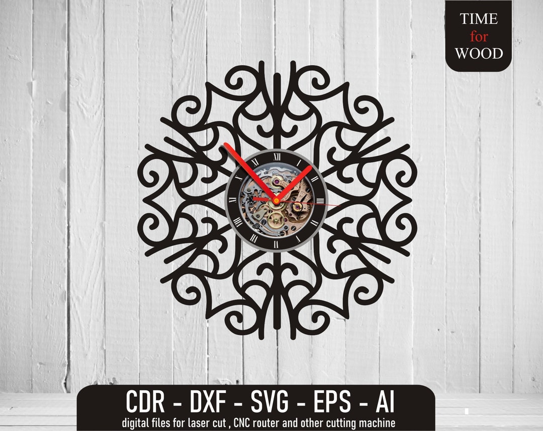 Modern Clock Instant Download Modern Pattern Clock Svg Wall Clock Cnc ...