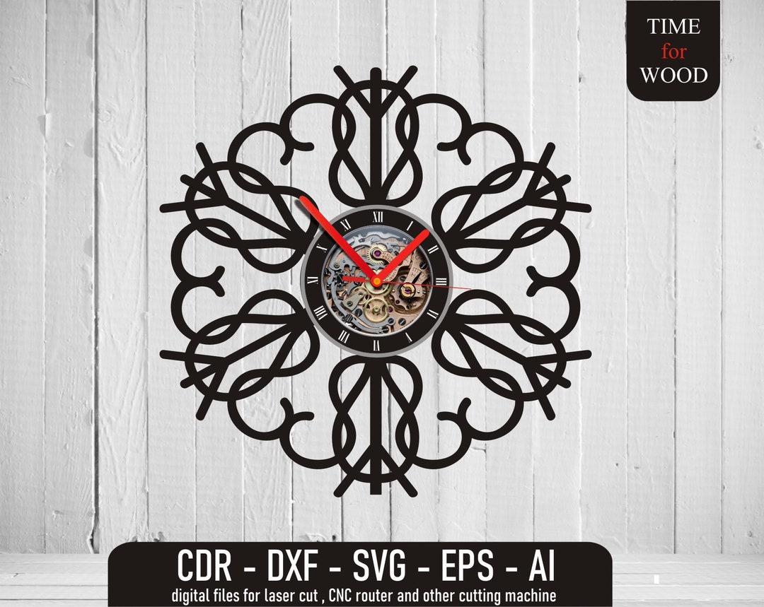 Vinyl Clock File Svg Wall Clock Vector Clock Cdr Clock Dxf Clock Eps ...