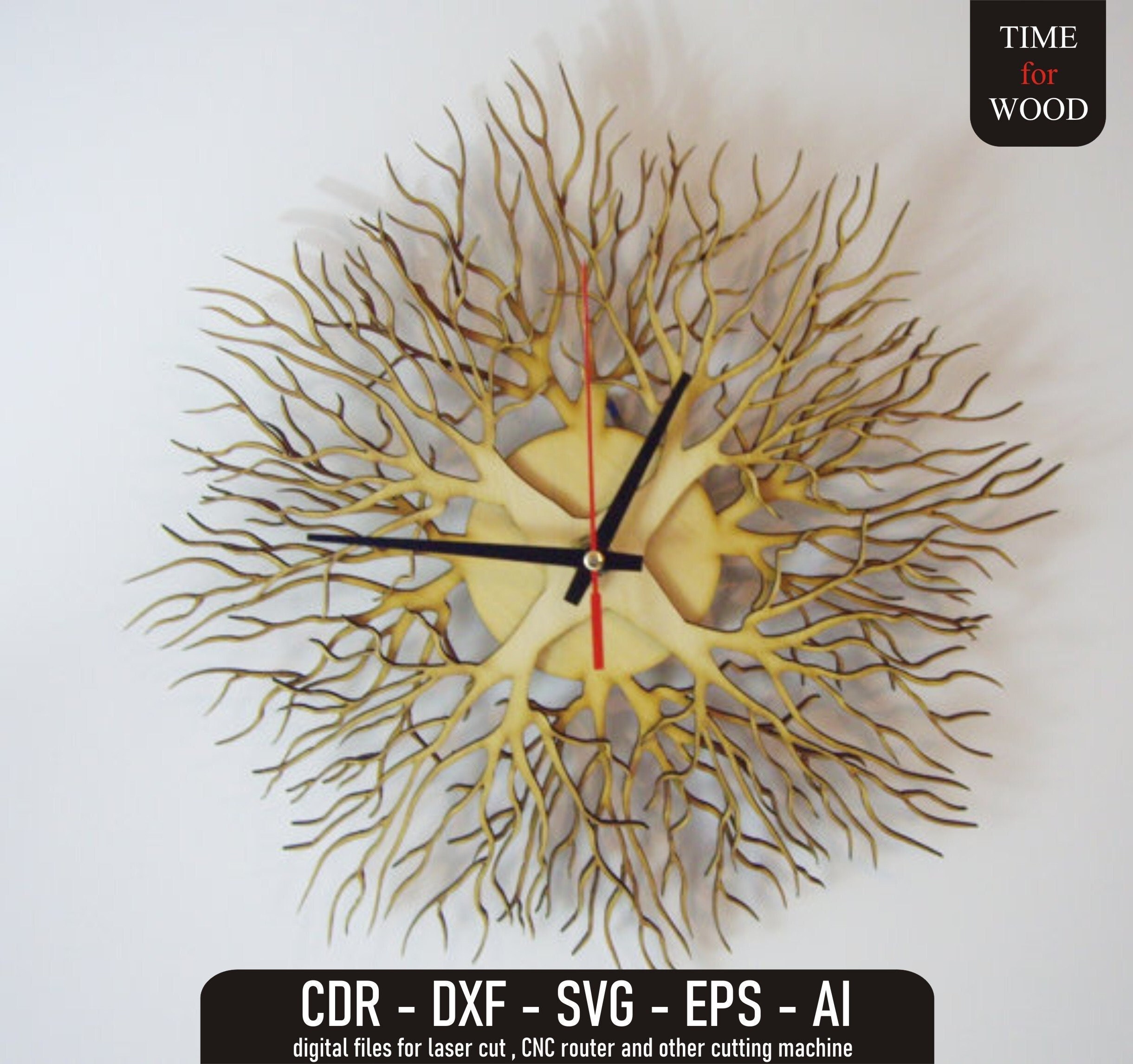 Tree Clock Digital Files Svg Multilayer Clock SVG Template Laser Cut ...