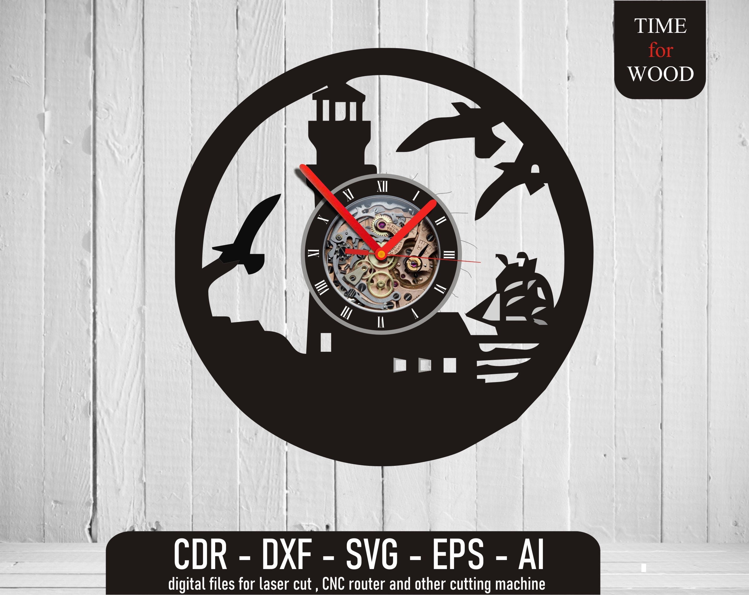 Lighthouse Digital Files Lighthouse Svg Sea Clock File Sailing Clock ...