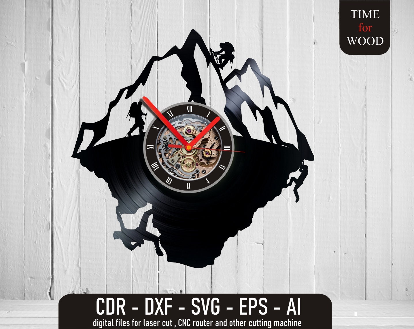 Climbers Clock Vector Files Climbers Clock Svg Clock for Climbers Dxf ...