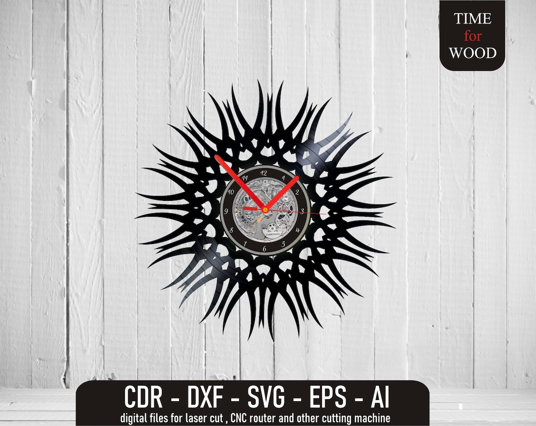 Star One-layer Wall Clock Svg Star Clock Vector Sun Clock Digital Files ...