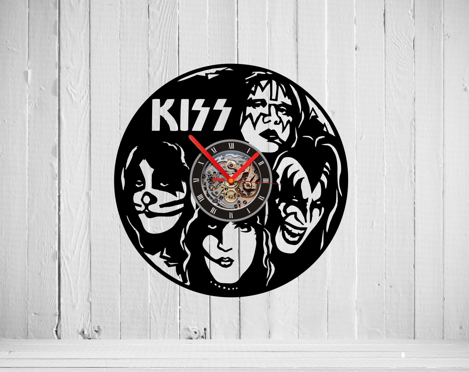 Kiss Vinyl Clock Vector Kiss Clock Svg Kiss Svg Kiss Jpg Kiss Eps Kiss ...