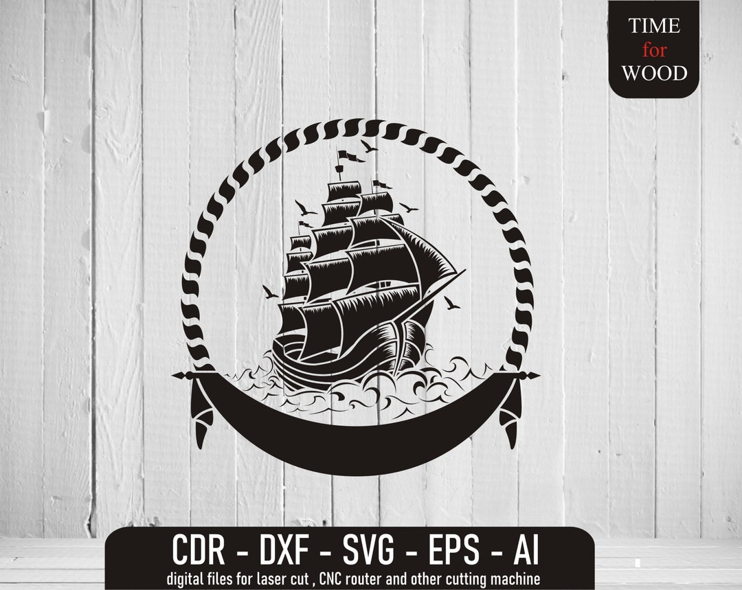 Ship Digital Files Ship Svg Ship Logo Vector Maritime Logo Dxf Maritime ...