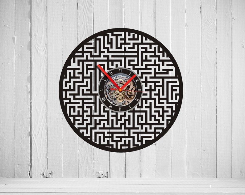 Labyrinth Vinyl Wall Clock Digital File Labyrinth Clock Vector ...