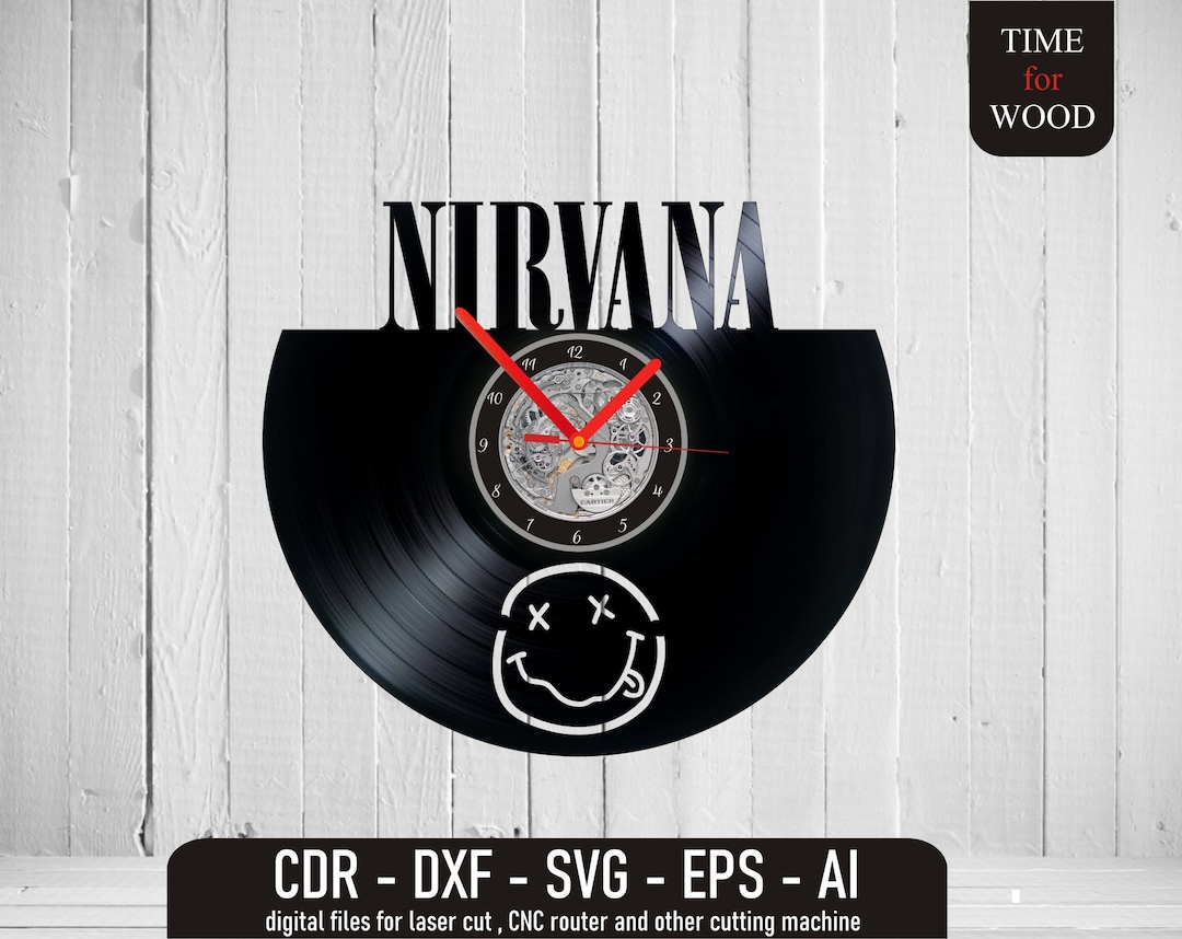 Nirvana Happy Face Vector Nirvana Vinyl Clock Svg Nirvana Svg Nirvana ...