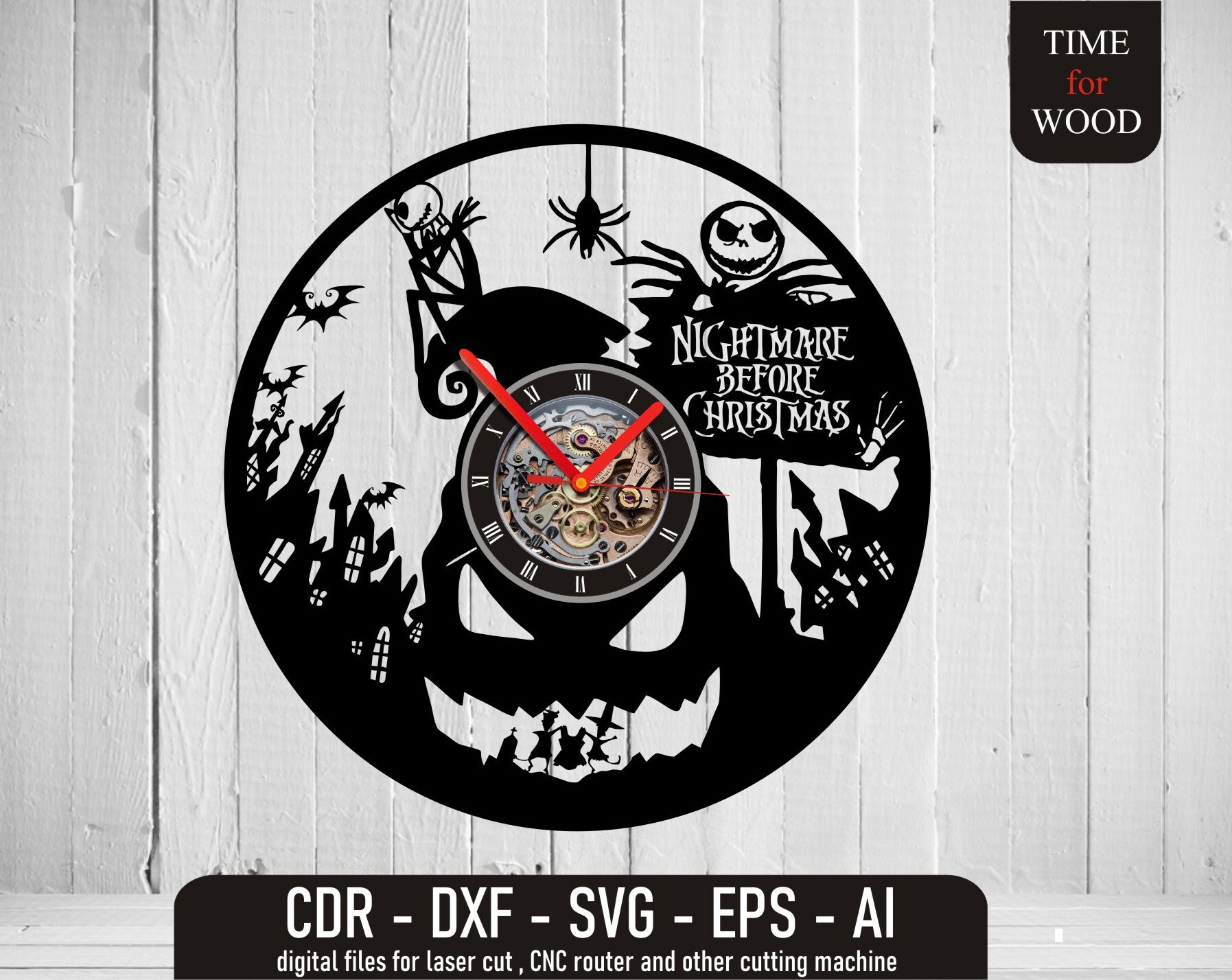 Nightmare Clock Files Scarry Vinyl Clock Vector Halloween Svg Halloween ...