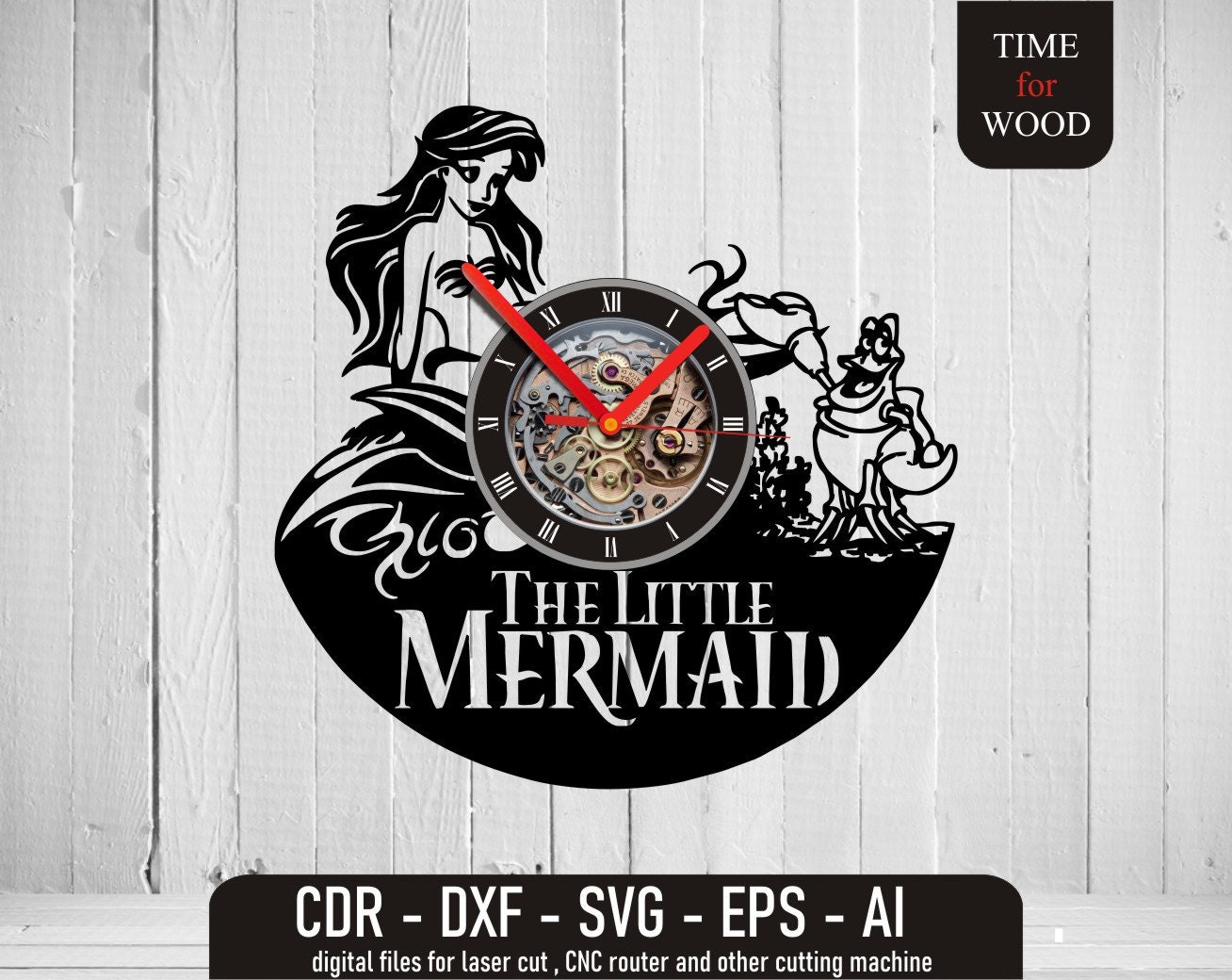 Little Mermaid Vector Ariel Vinyl Clock Files Ariel Svg Ariel Dxf Ariel ...