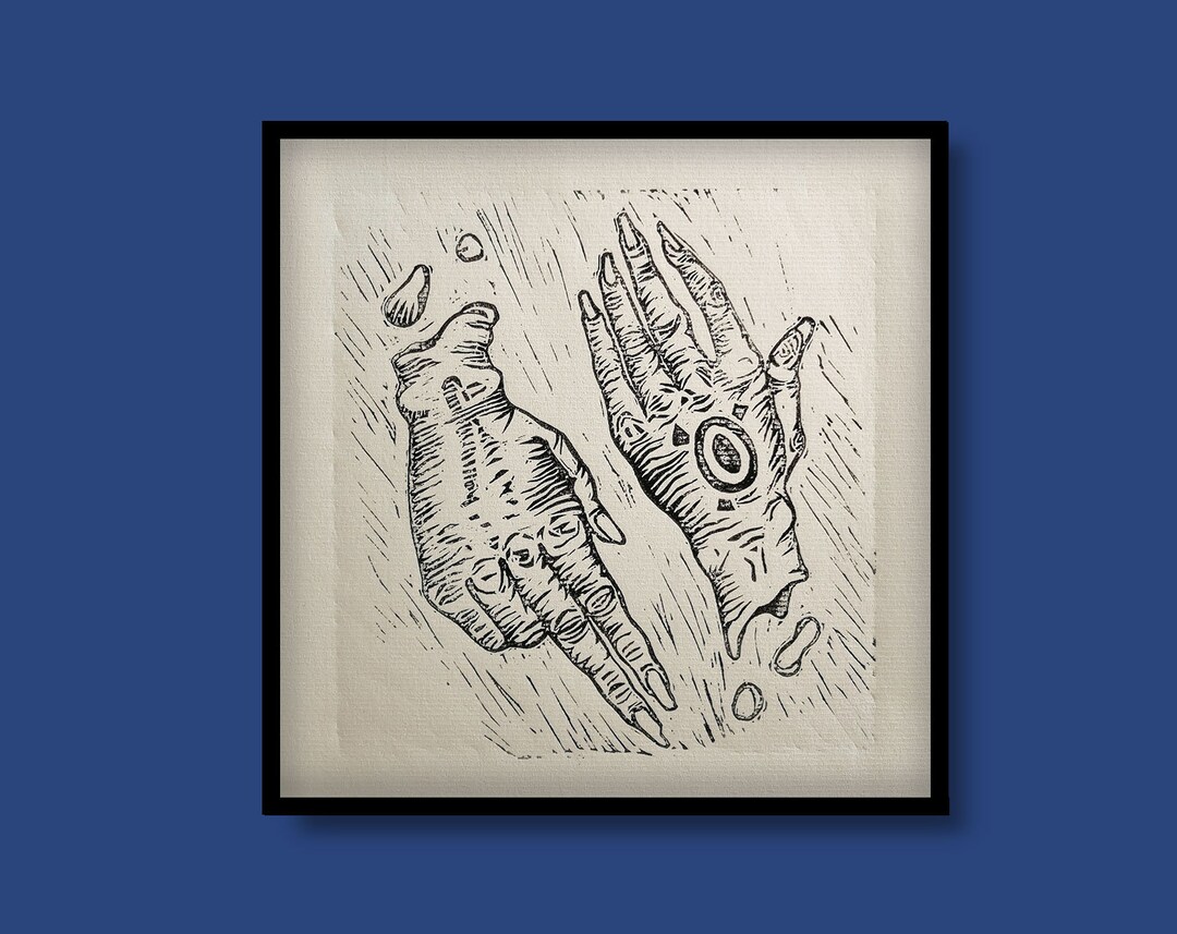 Magical Hands Linocut - Etsy