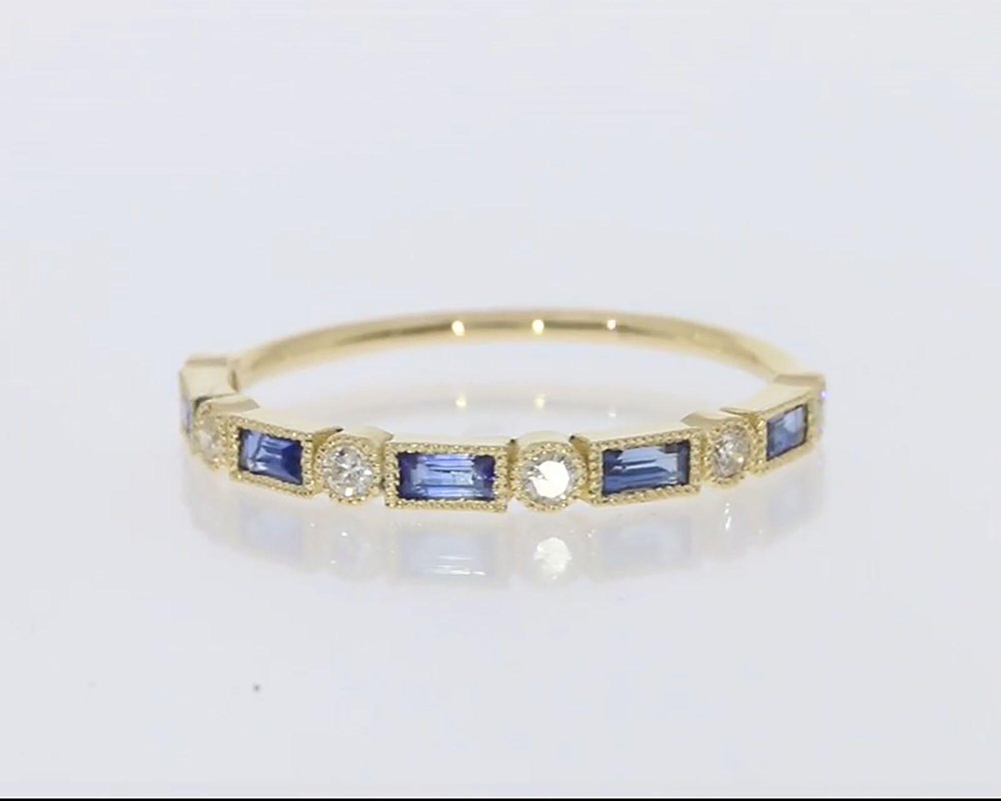 Tiny Sapphire Ring Sapphire Diamond Ring Stacking Ring | Etsy