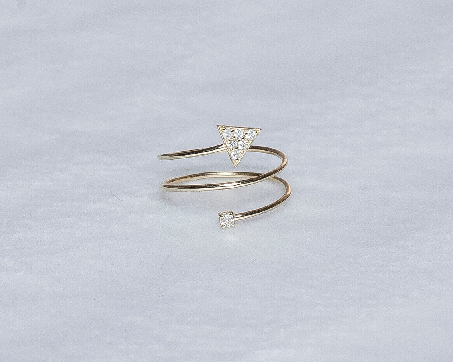 Wrap Around Ring - Minimalist Ring - Stacking Ring - Diamond Spiral ...