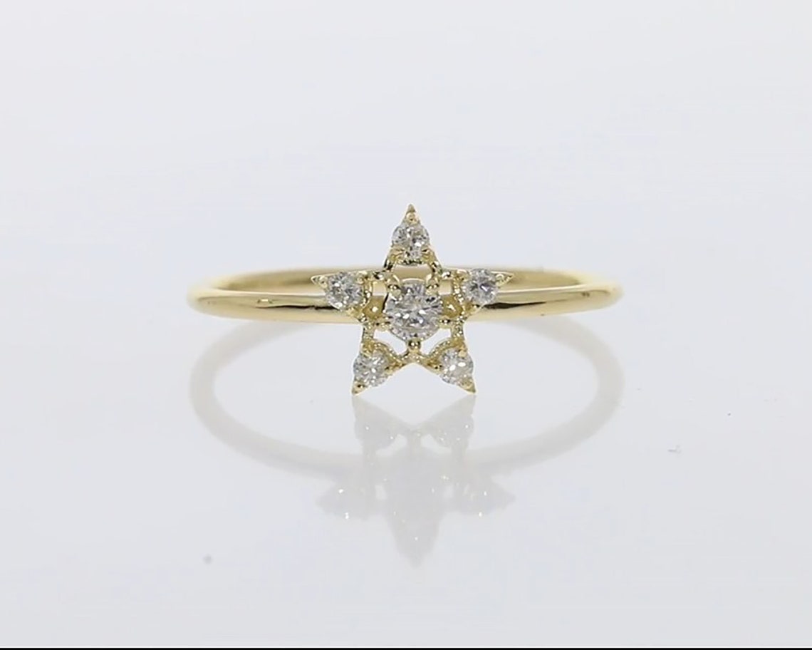 Gold Star Ring - Diamond Star Ring - Stacking Ring - Minimalist Ring ...