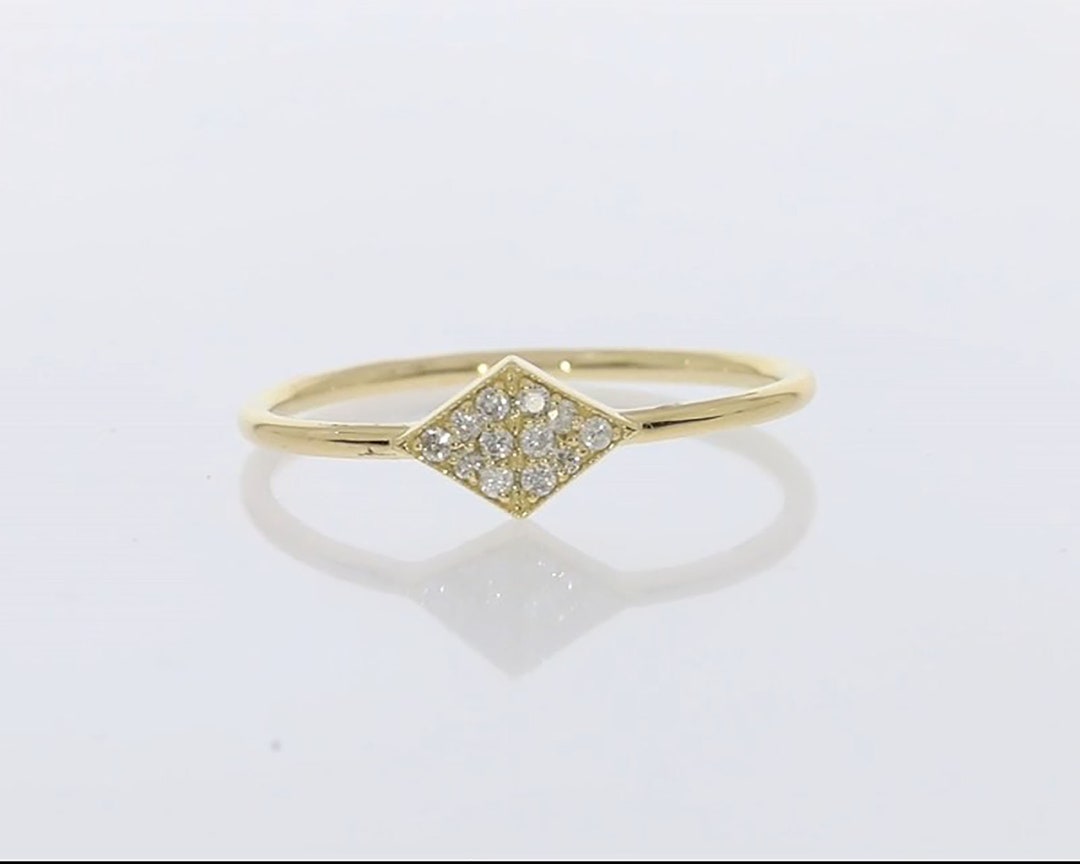 Rhombus Ring - Tiny Diamond Ring - Geometric Ring - Minimalist Ring ...