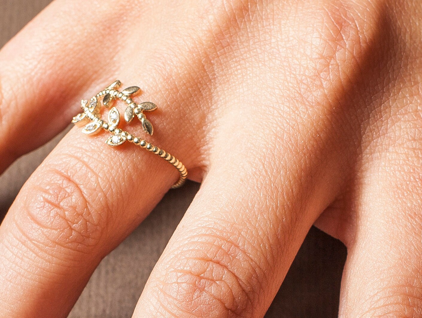 Leaf Open Ring Minimalist Ring Nature Jewelry Stacking Ring Gold Spiral ...