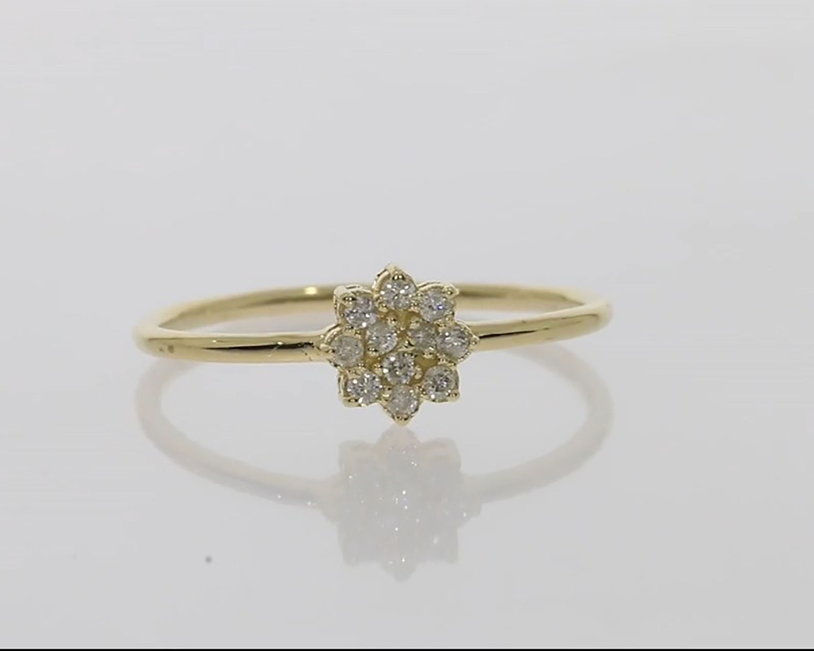 Tiny Flower Ring - Diamond Engagement Ring - Diamond Flower Ring ...