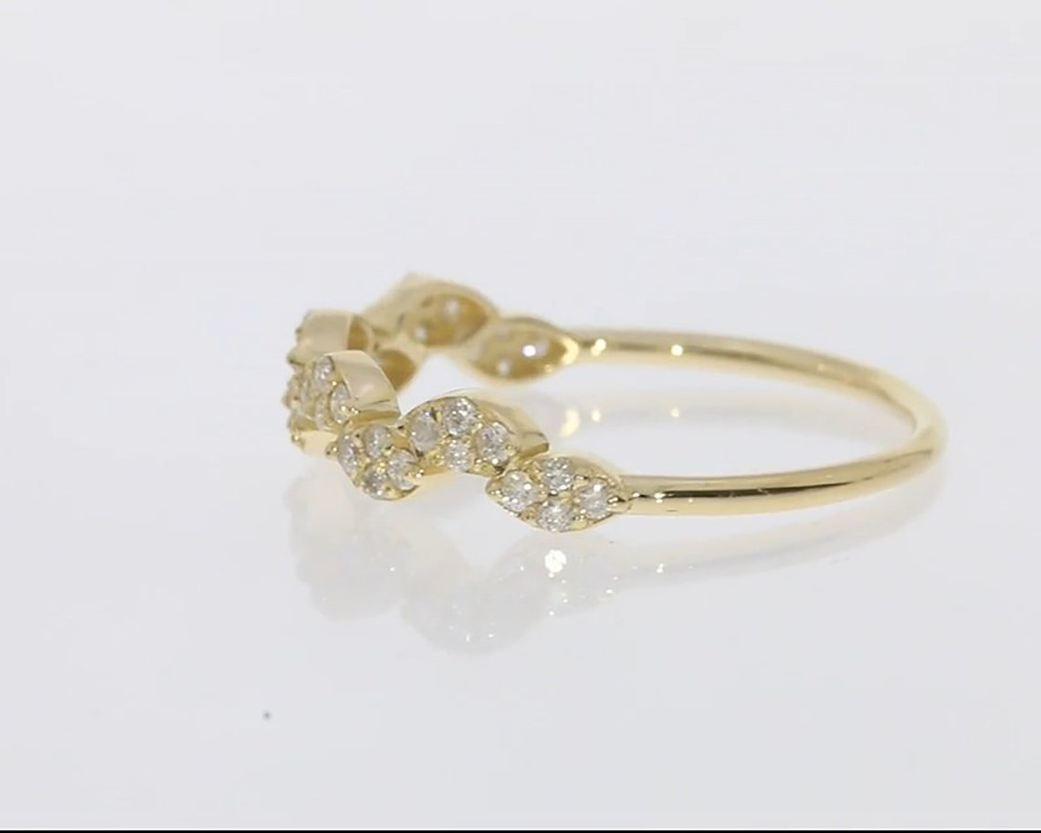 Diamond Wavy Ring Gold Wave Ring Wedding Band Wavy Ring - Etsy