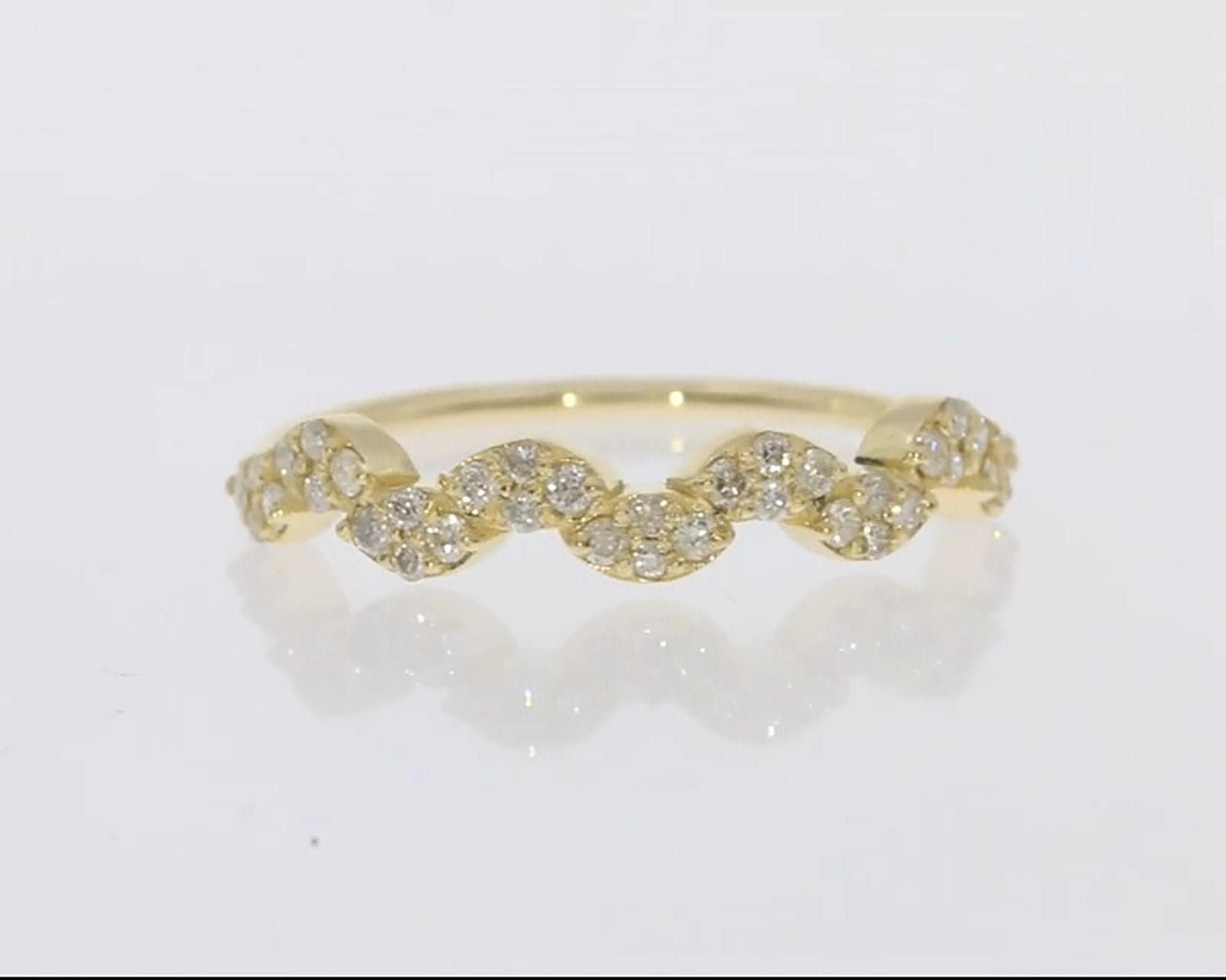 Diamond Wavy Ring Gold Wave Ring Wedding Band Wavy Ring | Etsy