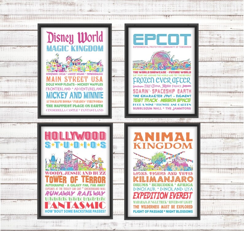 Disney World Typography Art Disney World Collection Set - Etsy