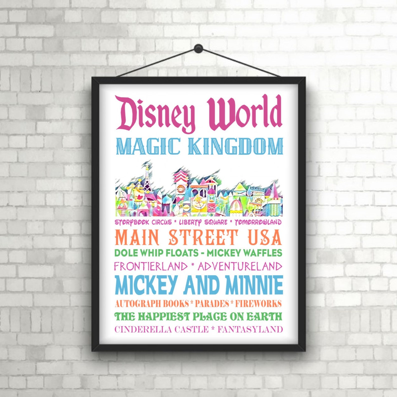 Disney World Typography Art Disney World Collection Set - Etsy