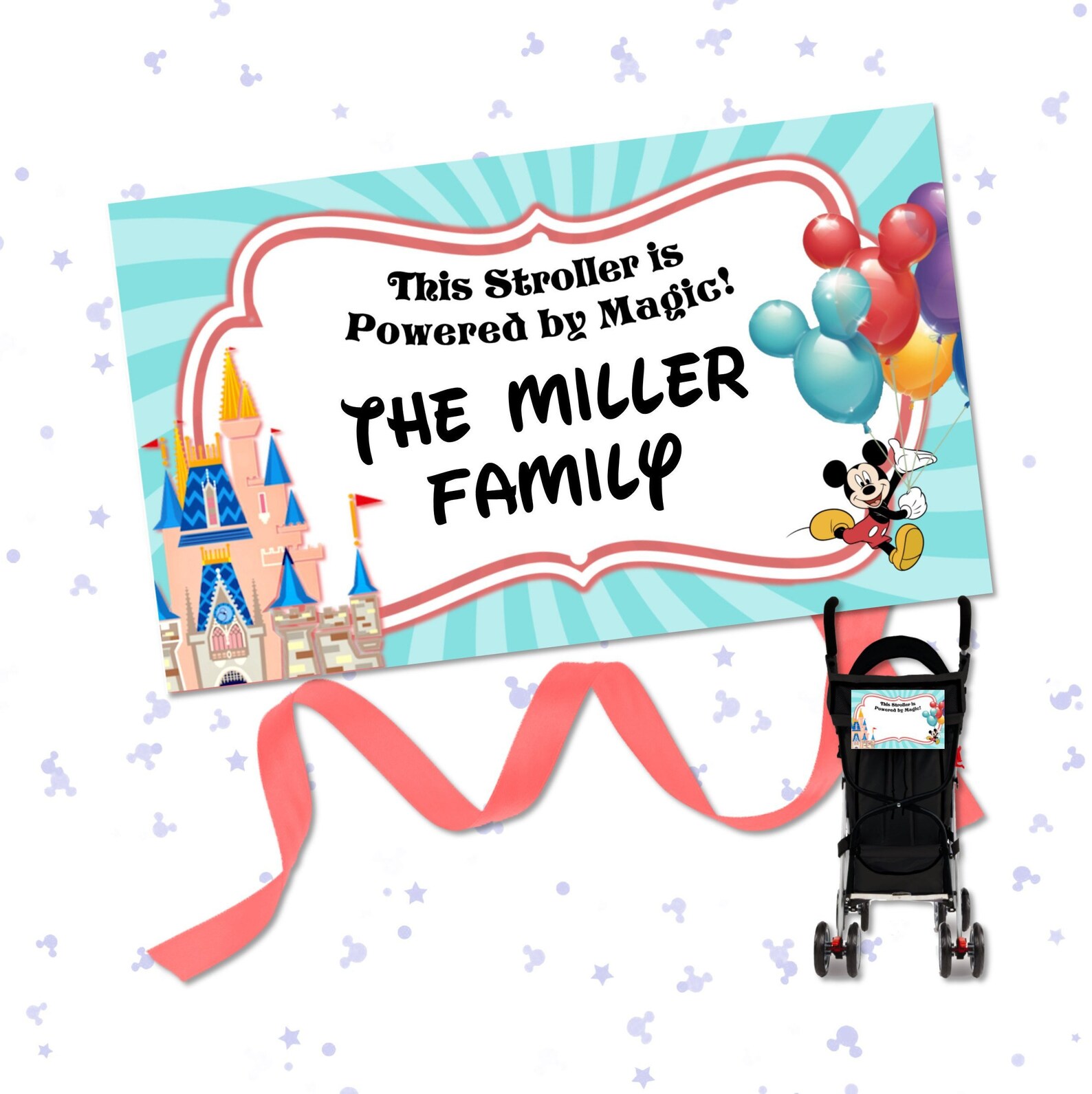 DIY Stroller Sign for Disney World Mickey Castle Balloons | Etsy