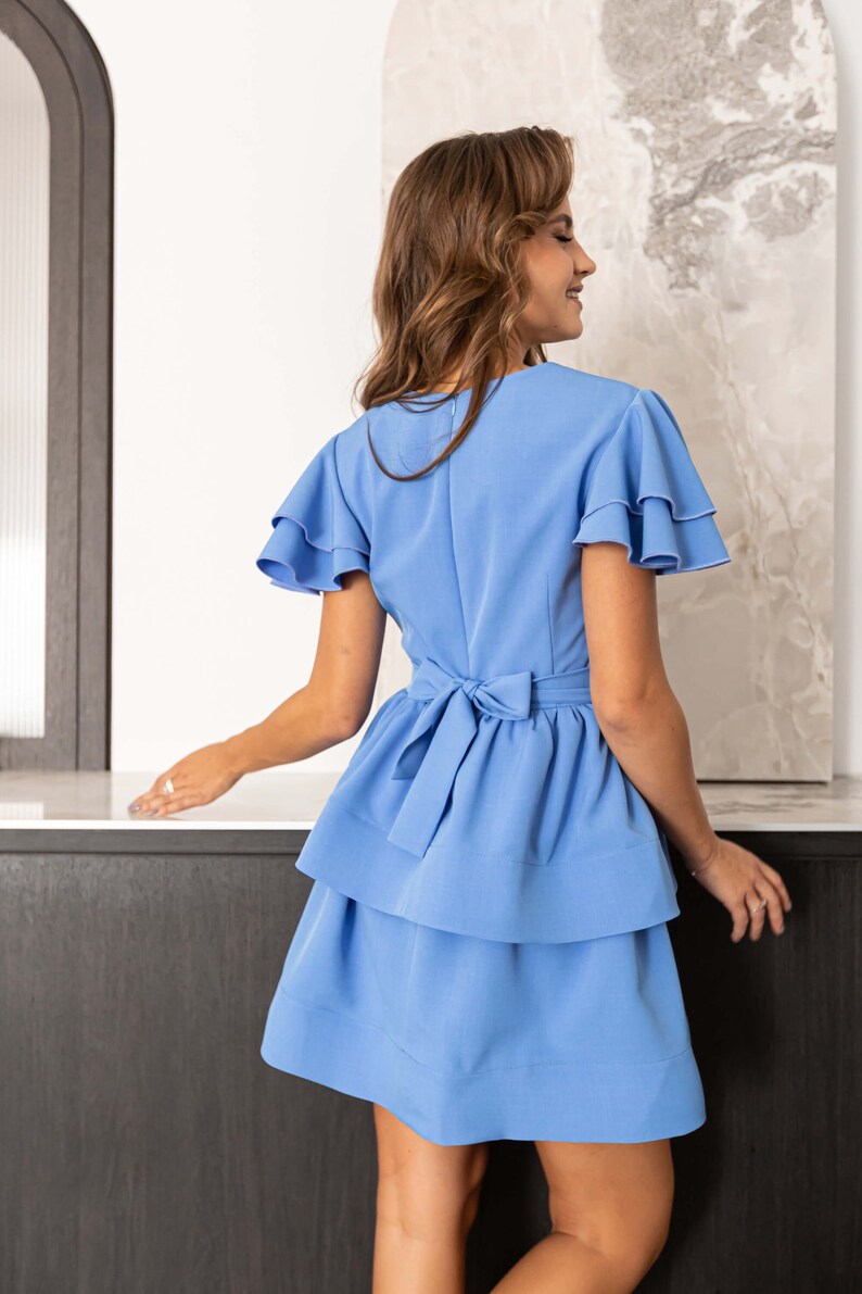 Short Elegant Dress, Dress for Women, Short Blue Cocktail Dress, A-line ...