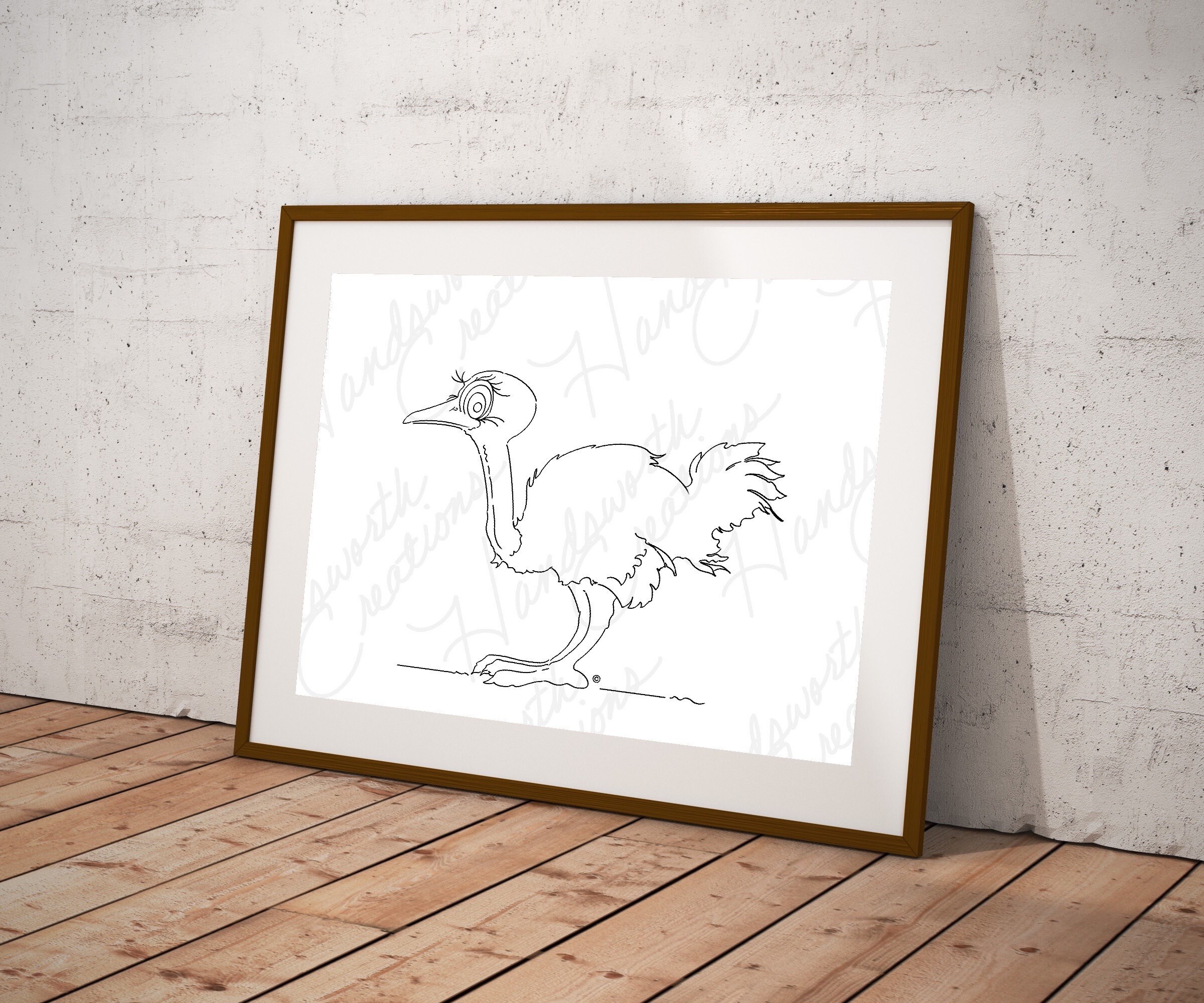 Ostrich Drawing, Ostrich, Bird Drawing, Nature Art, Coloring Page ...