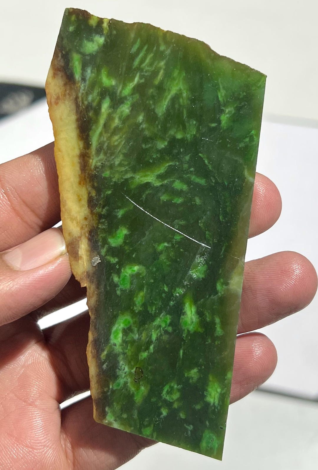 Natural Jade Rough Stone | Raw Slice Nephrite Gemstone 88.5g 100x54x6mm ...