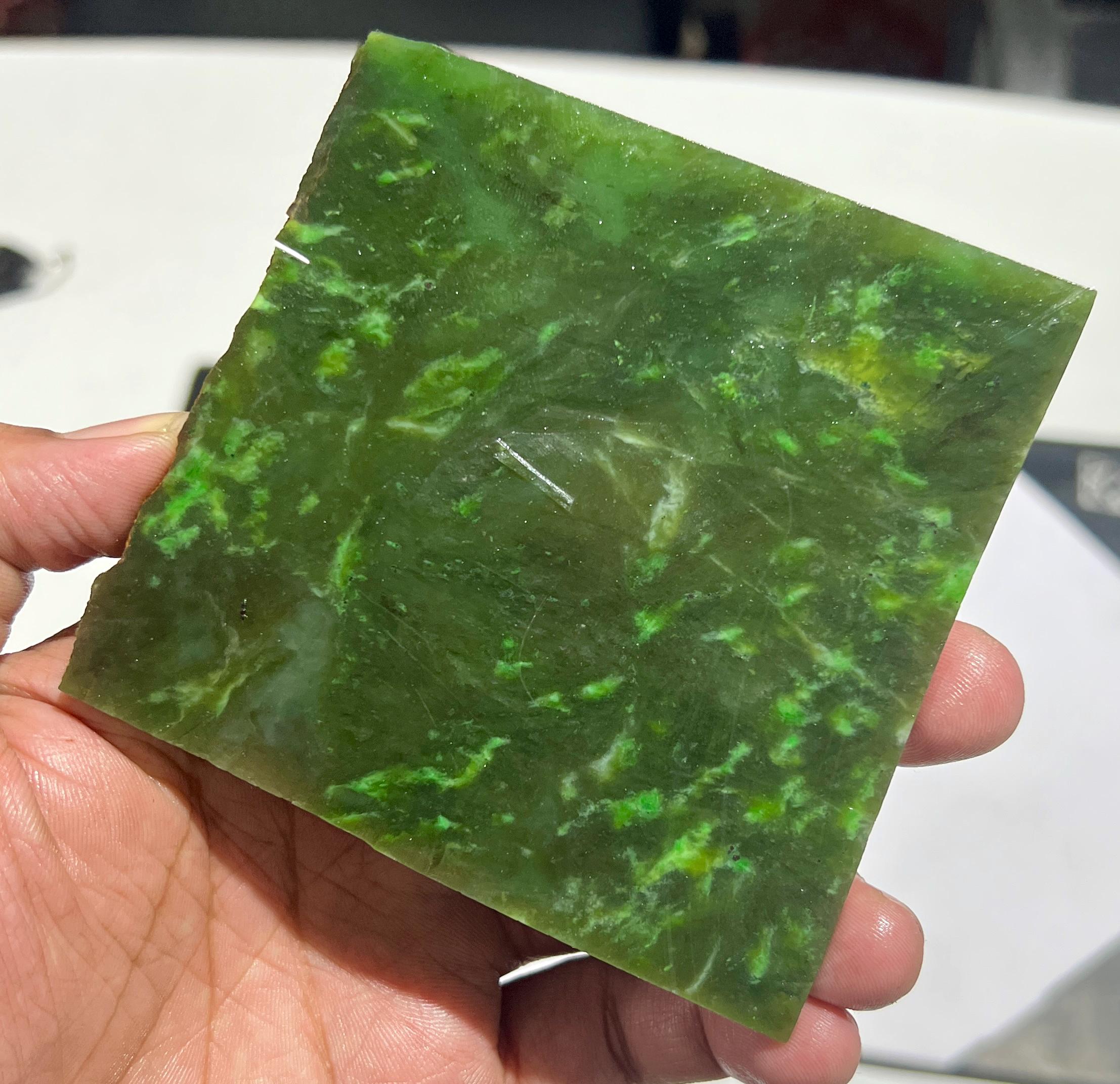 Natural Jade Rough Stone | Raw Slice Hand Cut Nephrite 171g 100x99x7mm ...