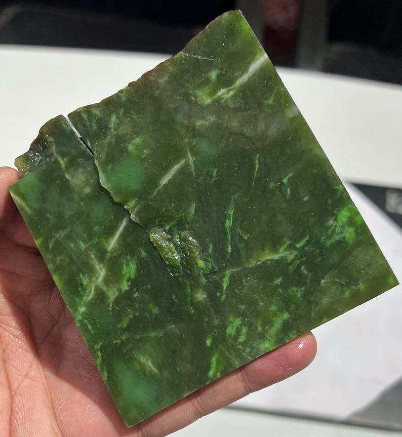 Authentic Natural Jade Rough Stone | Raw Nephrite Slice 217g 96x92x8mm ...
