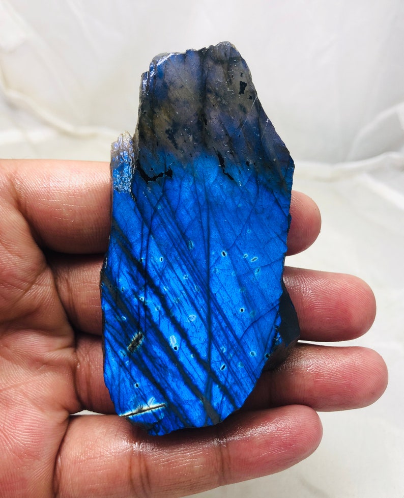 Natural Blue Labradorite Rough | High-flash Raw Slice for Jewelry, Art ...