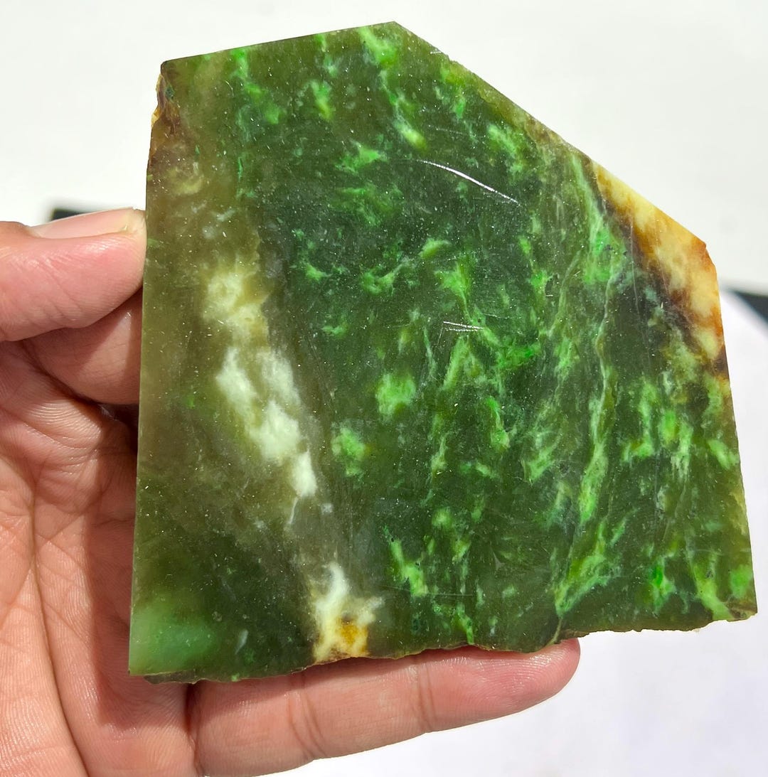 Natural Green Jade Rough – Raw Uncut Jade Slice for Jewelry & Feng Shui ...