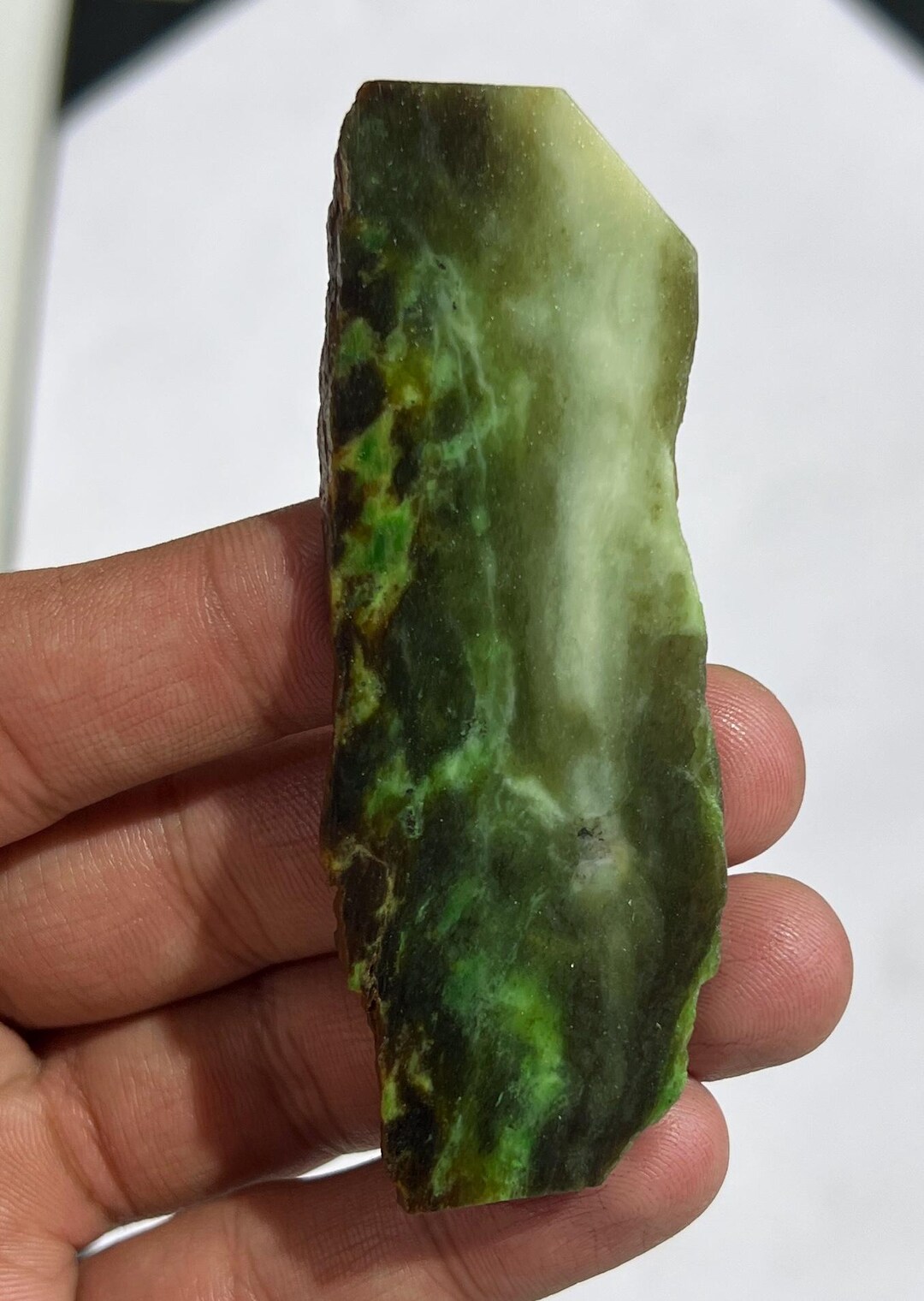 Natural Jade Rough Slice | Raw Green Nephrite Stone 85x31x6mm - Etsy