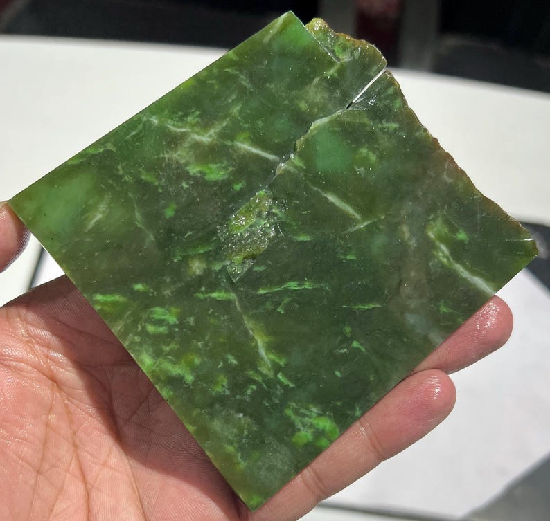 Natural Jade Rough Stone | Raw Slice Authentic Nephrite 217g 96x92x8mm ...
