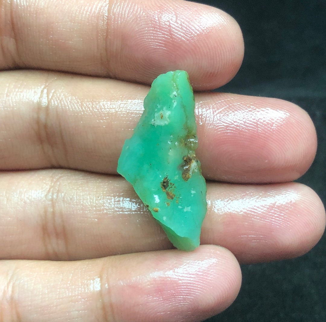 Natural Chrysoprase Rough Stone Slice | Raw Mineral Apple Green 5.47g ...