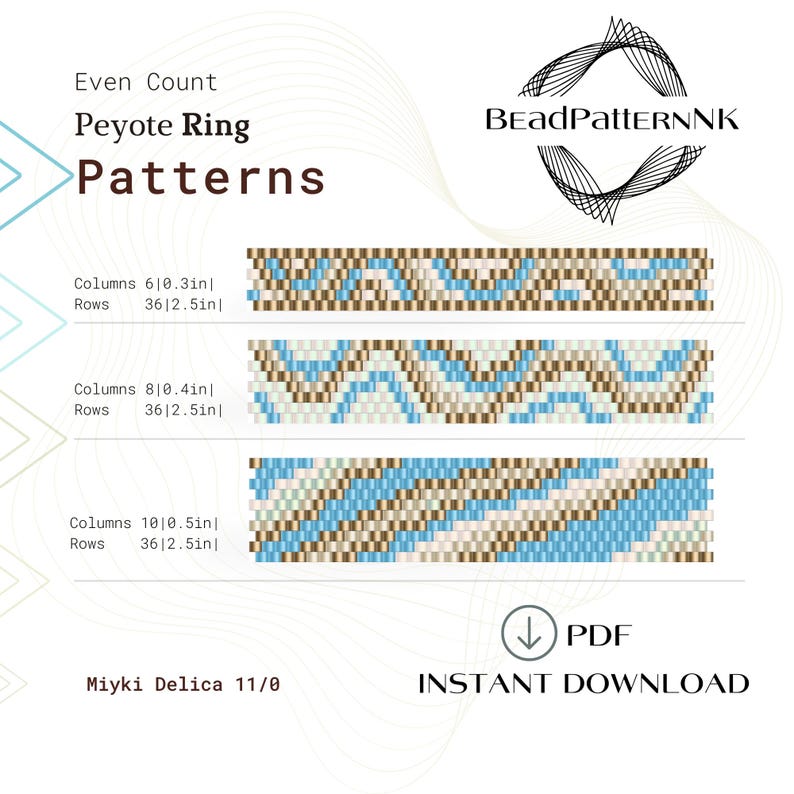 Set of 3 Patterns - Even Count Peyote Ring Patterns, Peyote Ring ...