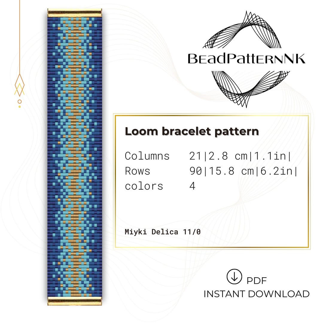 Bead Loom Bracelet Pattern With Miyuki Delica 11/0 Beads, Ombre Print ...