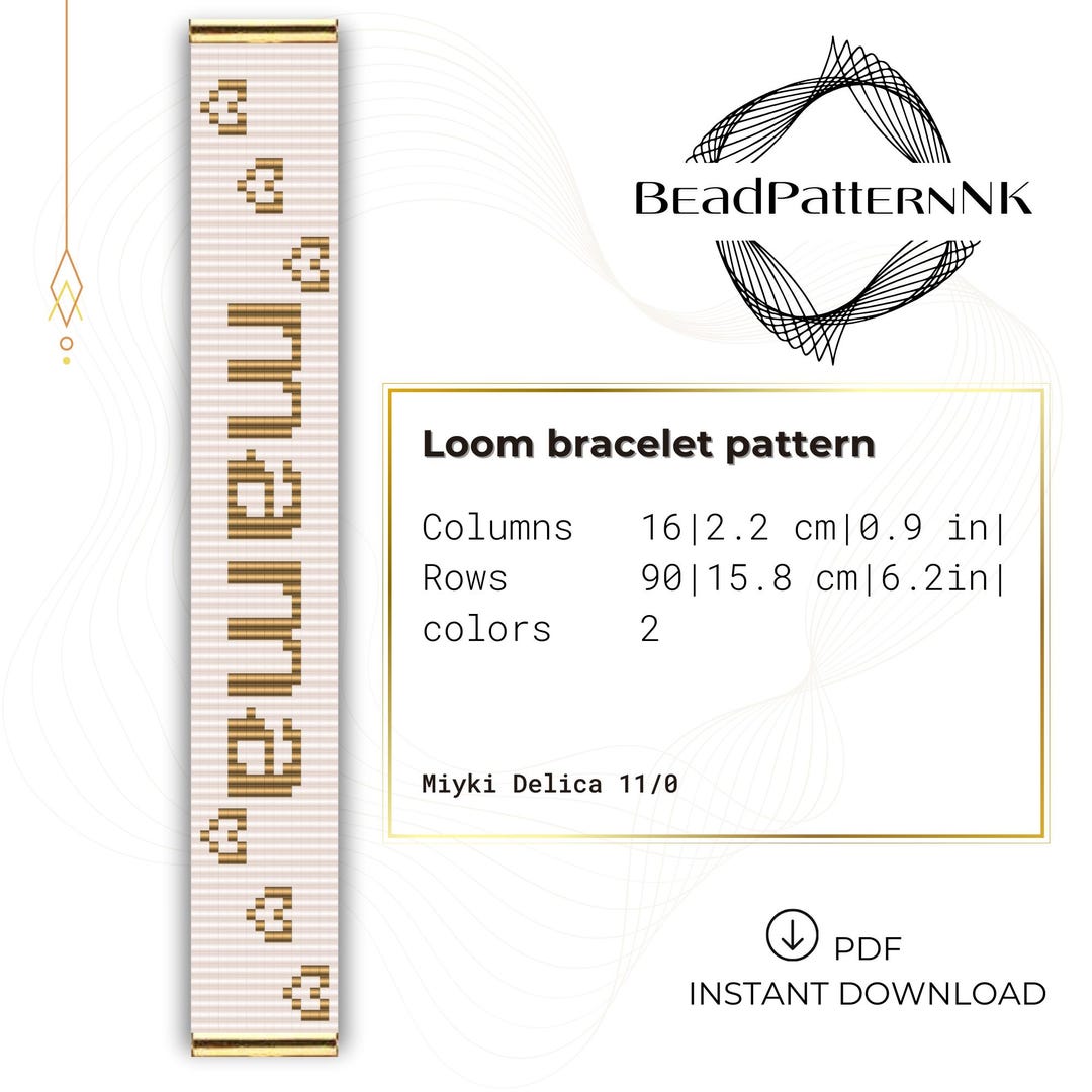 Bead Loom Bracelet Pattern Mother’s Day Design 2 Tone Miyuki Delica ...