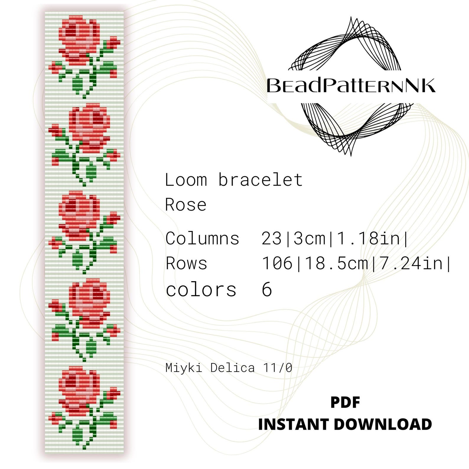 Miyuki Delica Bracelet Flowers Pattern "rose" Loom Bracelet Pattern ...