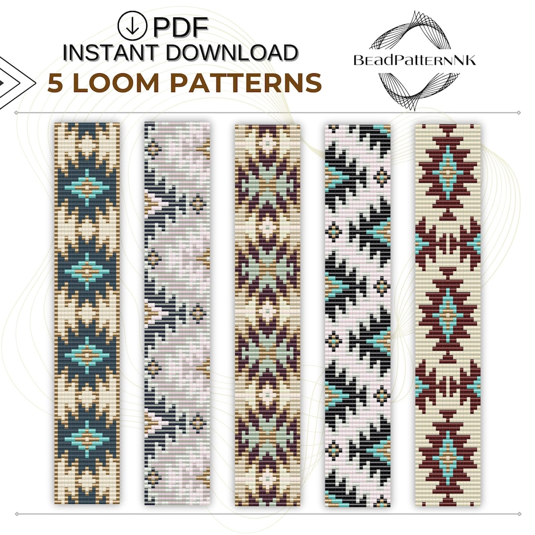Miyuki Bead Loom Bracelet Patterns Set of 5 Unique Designs PDF Tutorial ...