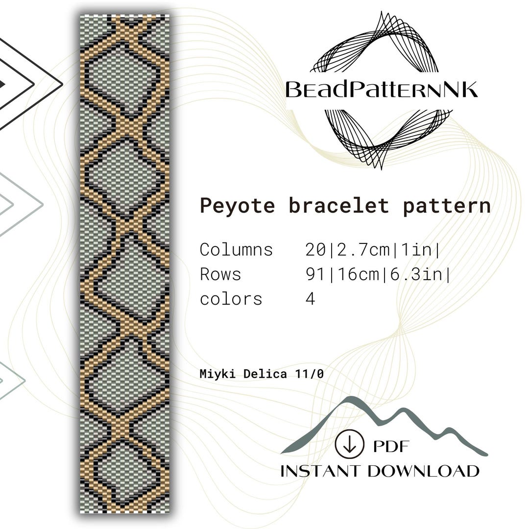 Snake Peyote Pattern PDF Even Count Peyote Stitch Bracelet Design With ...
