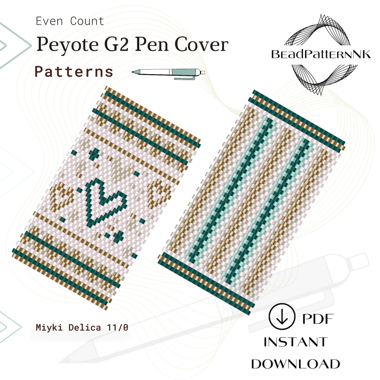 Peyote Pen Cover Patterns. Even Count Payote Pattern for G2 by Pilot ...