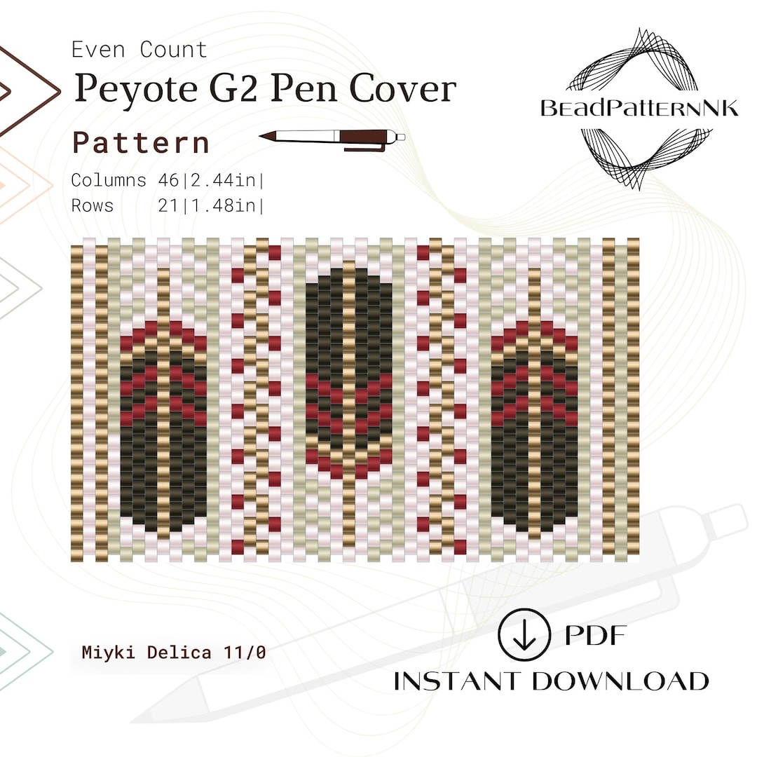 Peyote Pen Cover Pattern. Even Count Payote Pattern for G2 by Pilot Pen ...