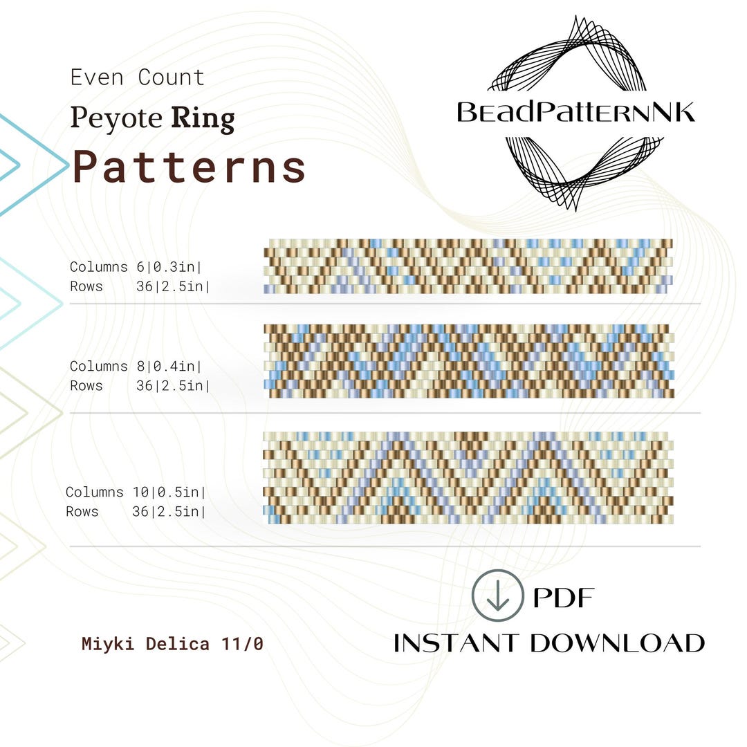 Set of 3 Patterns - Even Count Peyote Patterns, Even Peyote Ring ...