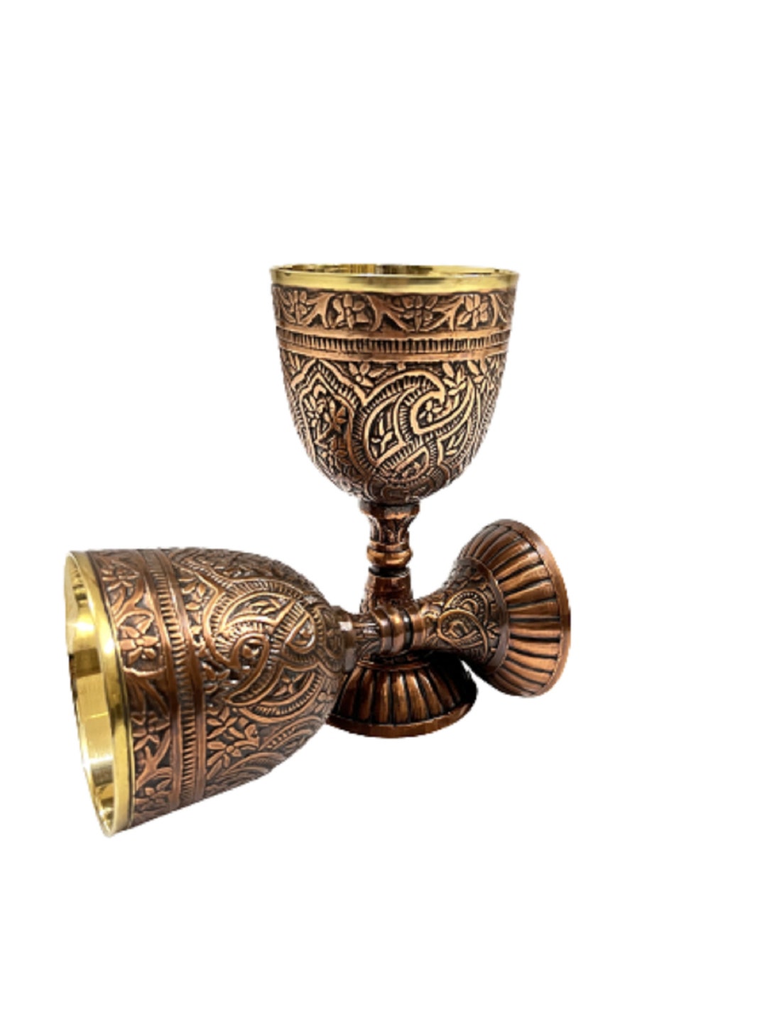 Copper Antique Brass Goblet Handmade Engraved Royal King Goblet Chalice ...