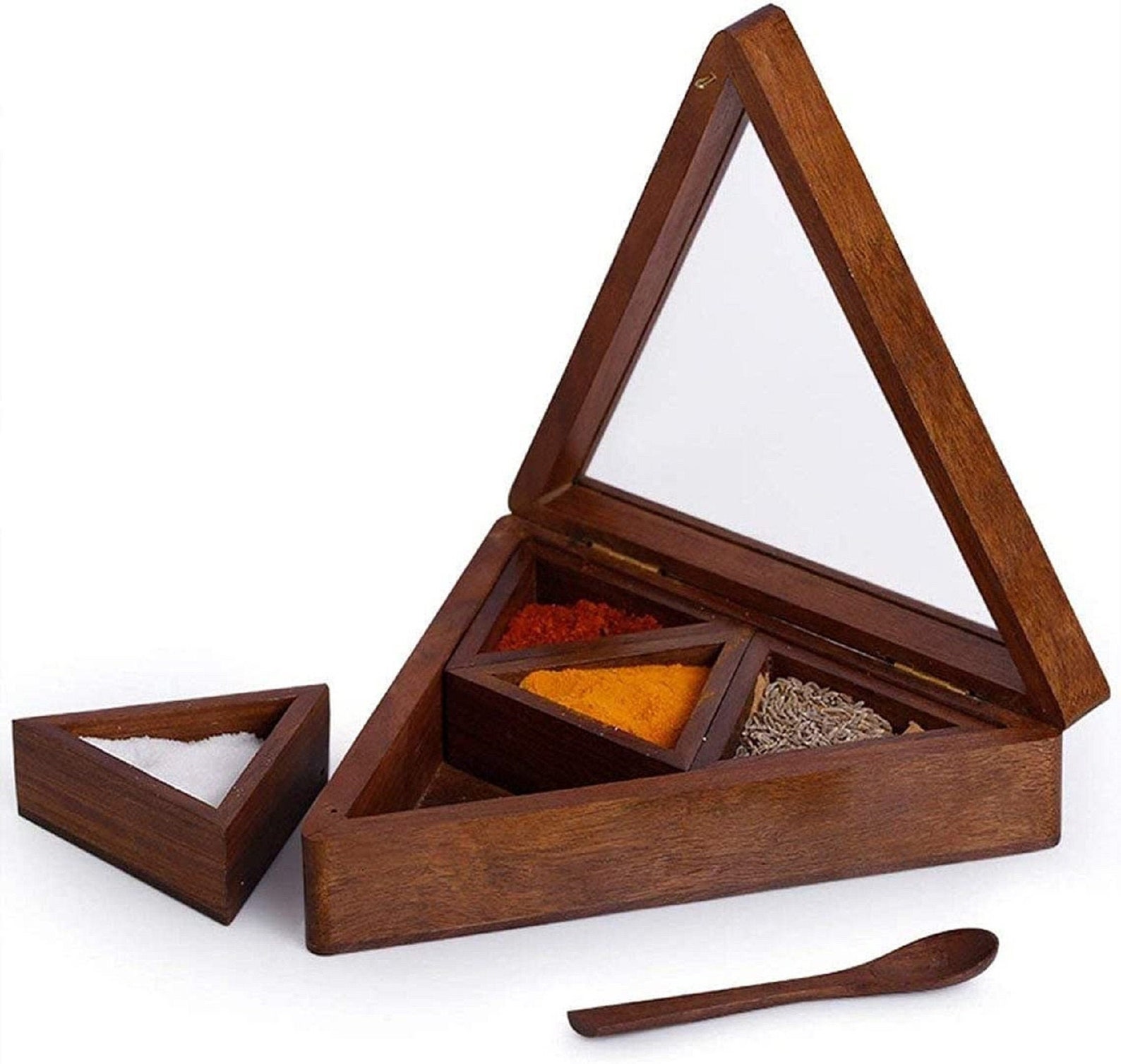 Wooden Multi-Compartment Triangle Storage Box Multipurpose | Etsy