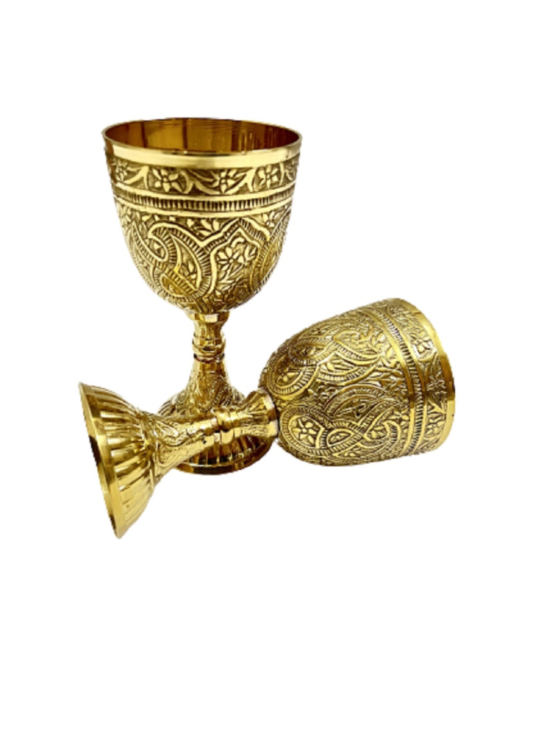 Handmade Brass Royal King Goblet Wine Chalice Embossed Goblet Brass ...