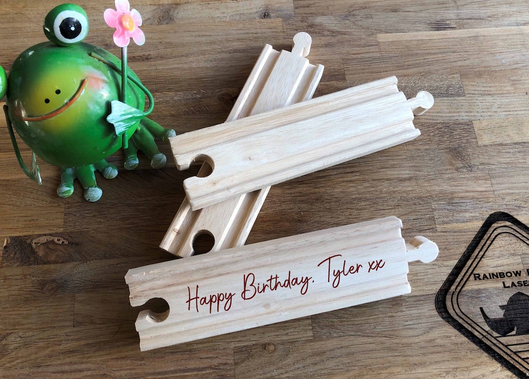 Personalised Wooden Train Track - Laser Engraved With Personalised ...